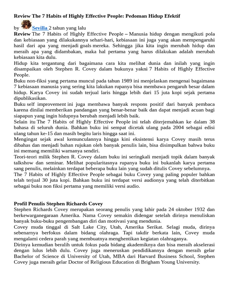 Review The 7 Habits of Highly Effective People | PDF