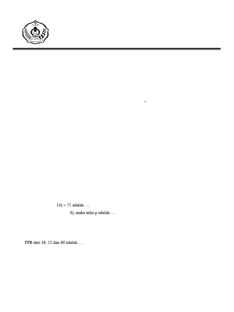 Soal PHT Mat Kelas 7 | PDF