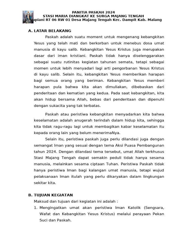 Proposal Paskah 2024 | PDF