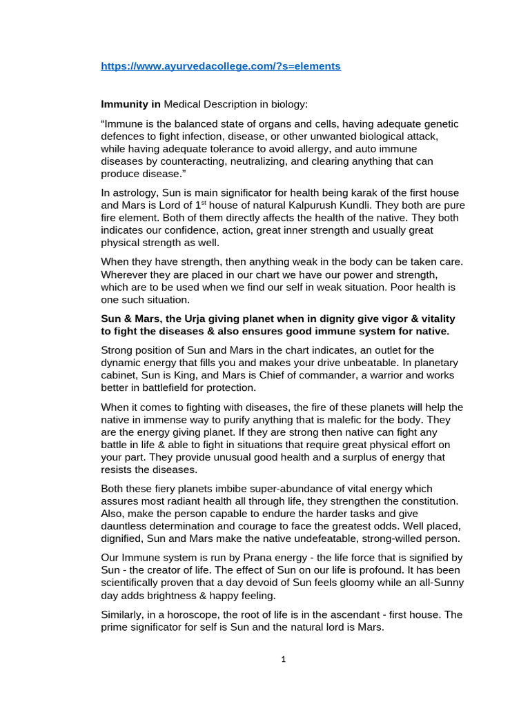 Health With An Eye On Elements & Role of The Sun & Mars | PDF | Planets In Astrology | Self ...