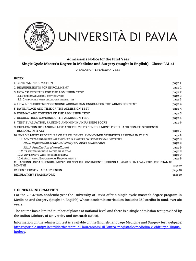 Announcement To The Call For Admission To The Single Cycle Master's ...