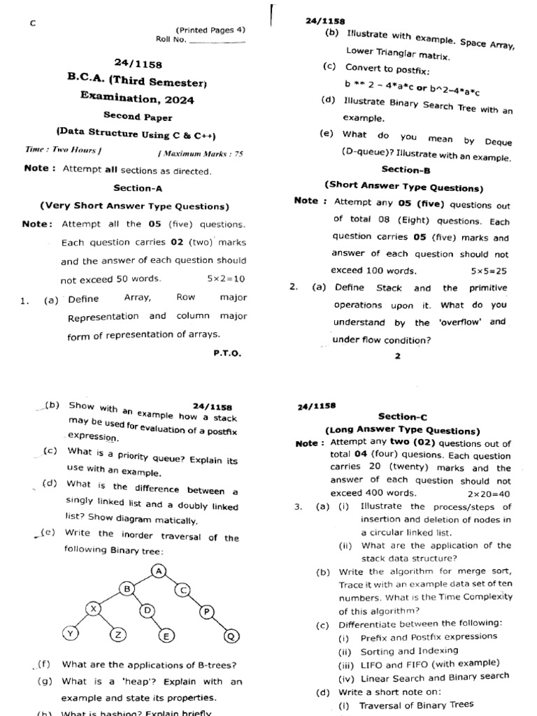 Bca 3 Sem Data Structure Using c and Cpp 1158 2024 | PDF Bca 3 Sem Data Structure Using c and Cpp 1158 2024 | PDF