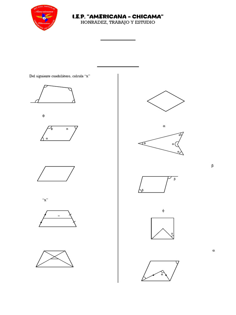 Pract Geo - Cuadrilateros - 1° Sec - Americana CH - 2024 | PDF