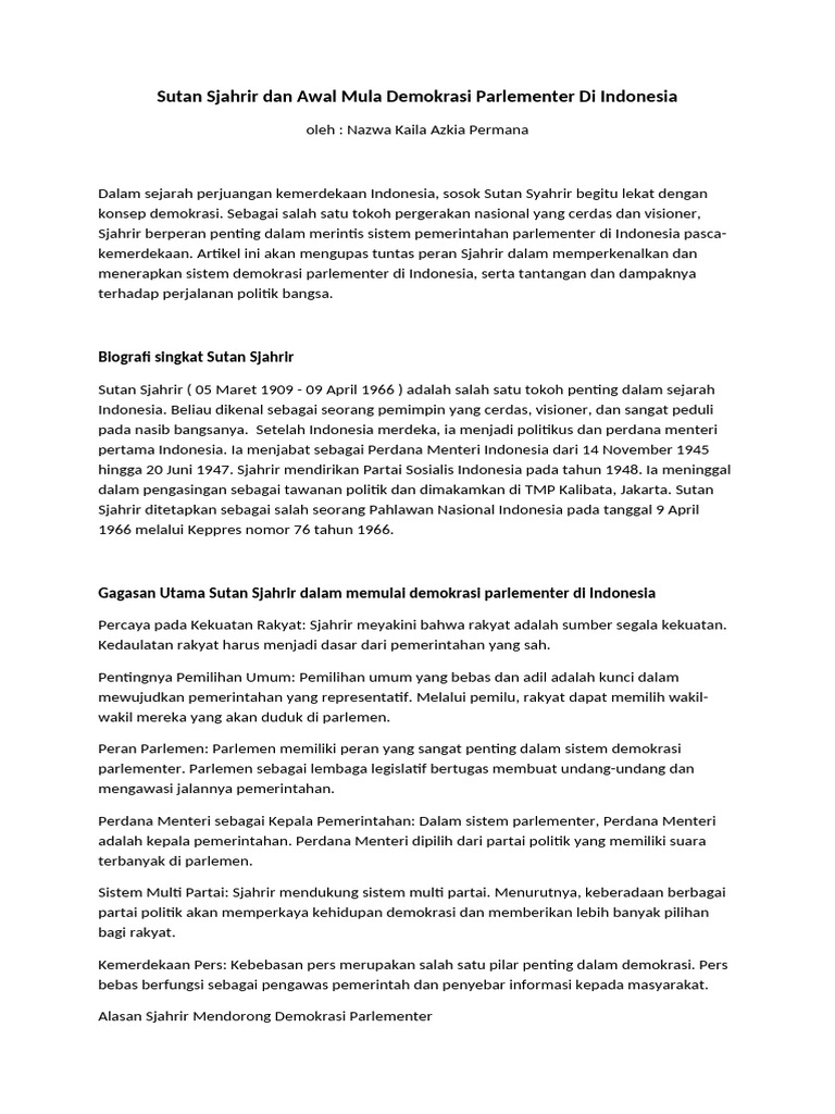 Sutan Sjahrir Nazwa Kaila - Sejarah D-WPS Office | PDF