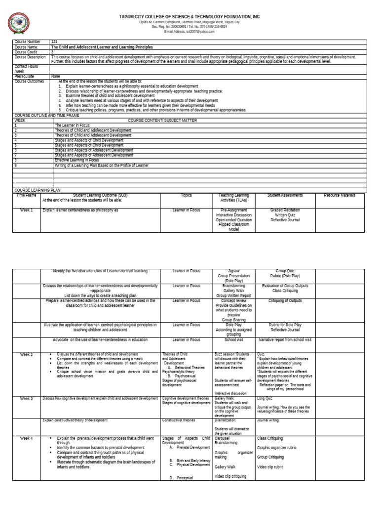 Child and Adolescent Learning Principles | PDF | Child Development ...