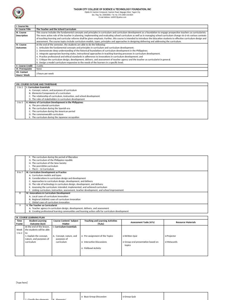 Syllabus4 The Teacher And The School Curriculum Pdf Curriculum