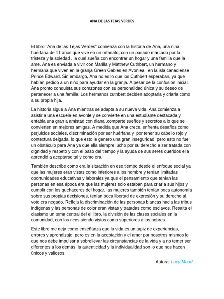 Ana de las tejas verdes | PDF