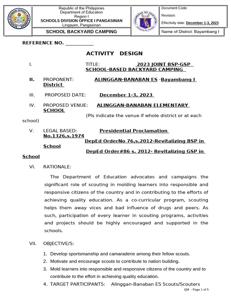 2023-BSP-TRAINING-PROPOSAL | PDF