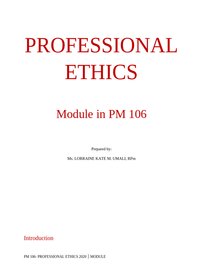 Professional Ethics Module | PDF