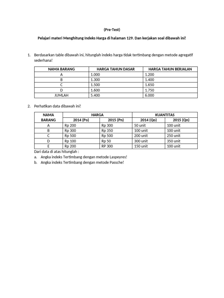 soal indeks harga | PDF