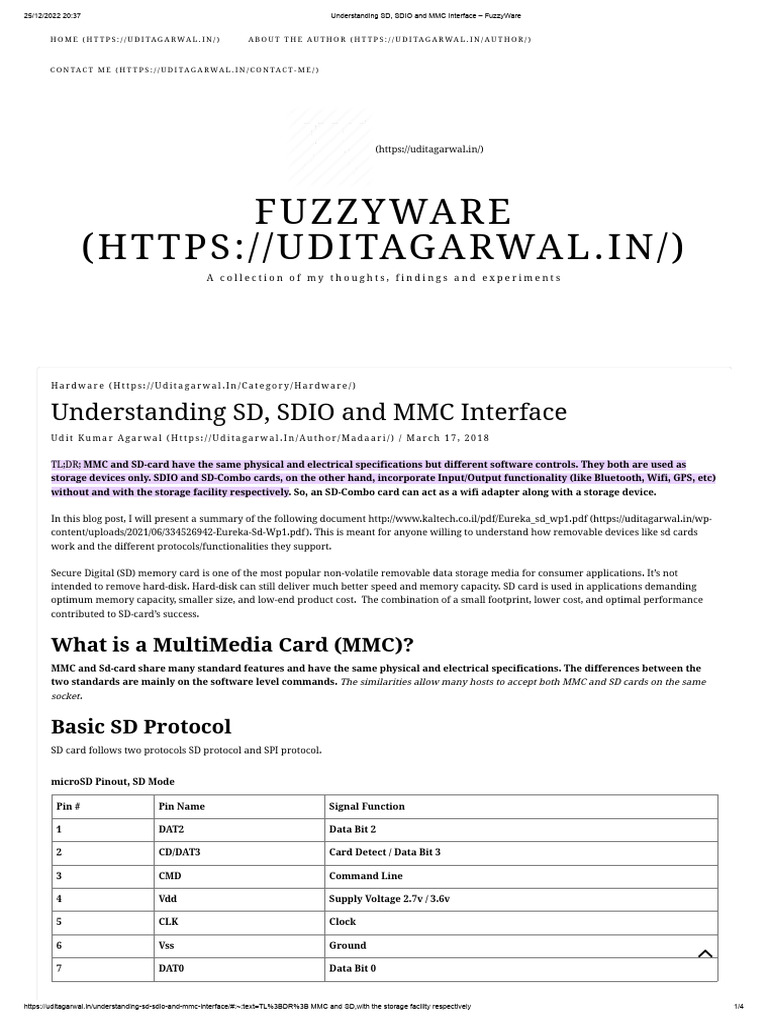 Understanding SD, SDIO and MMC Interface – FuzzyWare | PDF Understanding SD, SDIO and MMC Interface – FuzzyWare | PDF
