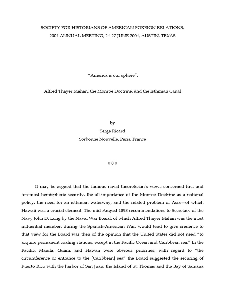 Ricard Serge On Alfred T. Mahan (Sea Power) | PDF | Alfred Thayer Mahan ...