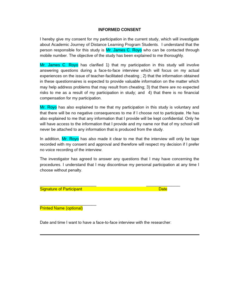 Informed Consent Form (ICF) | PDF