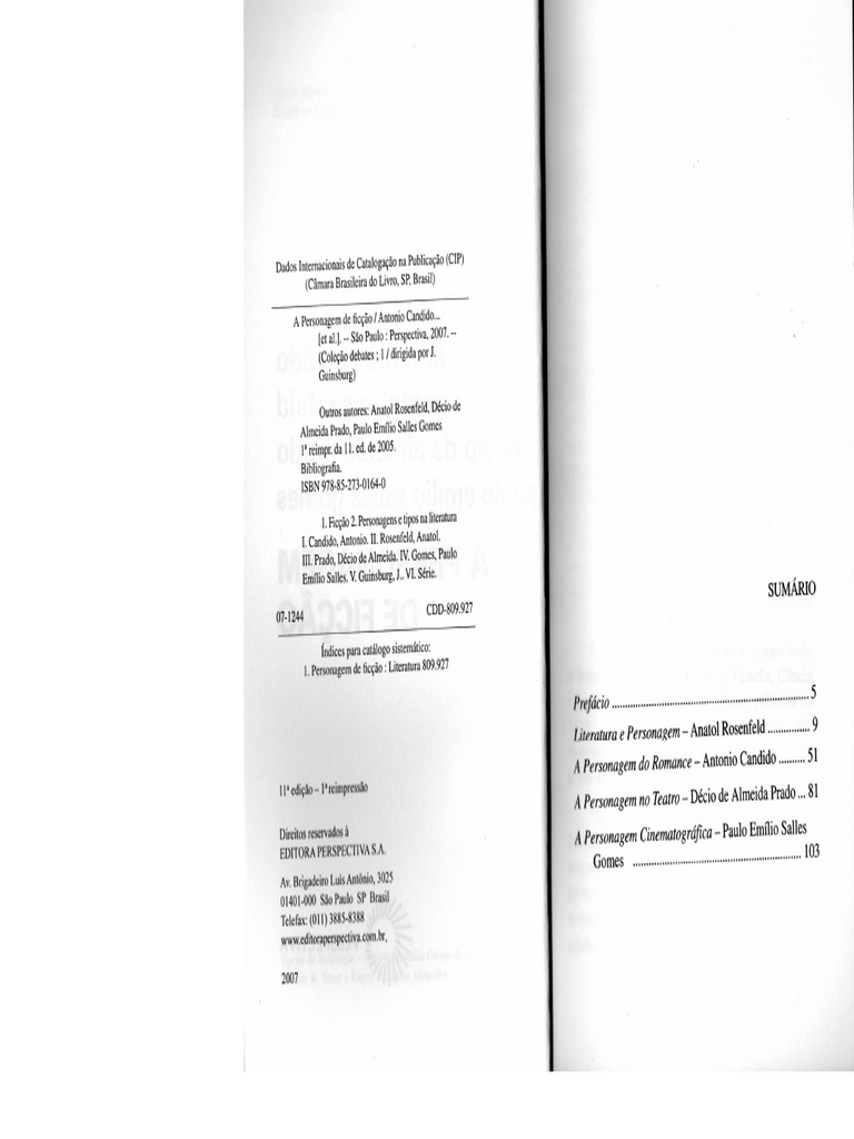 A Personagem Do Romance - Antonio Candido (37845) | PDF