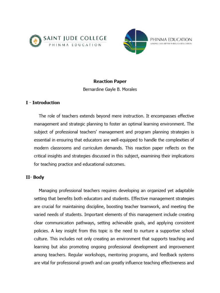 Reaction Paper | PDF