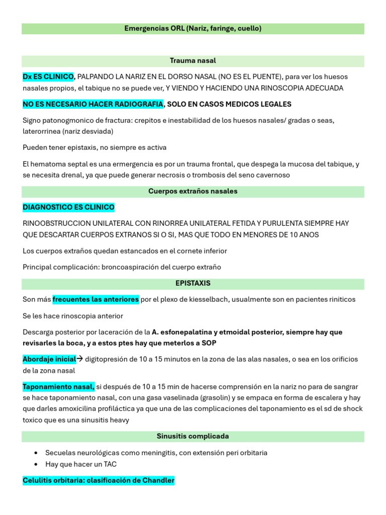Emergencias ORL | PDF | Nariz humana | Enfermedades y trastornos