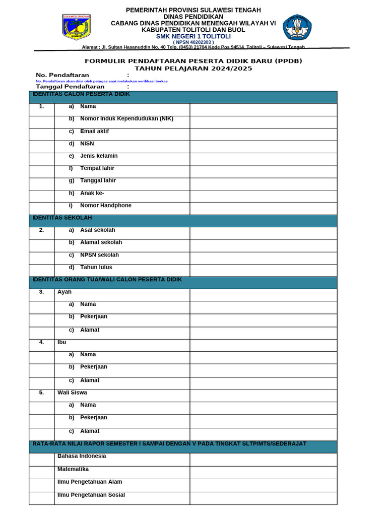 Formulir PPDB 2024 | PDF