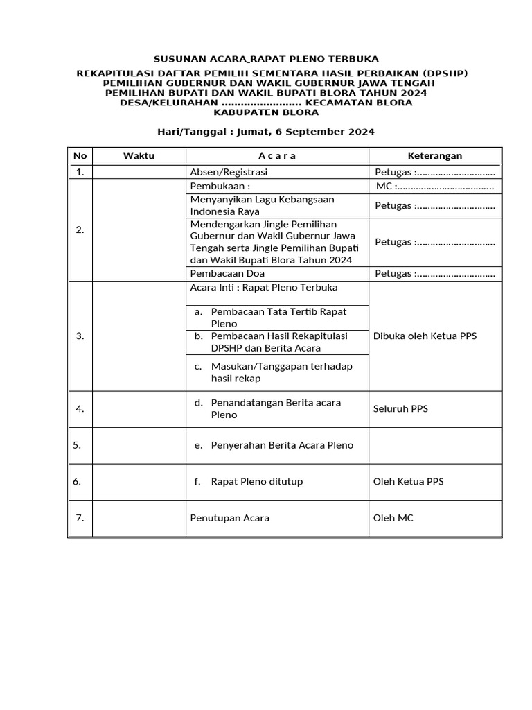 02 Draft Rundown Pleno DPSHP PPS | PDF