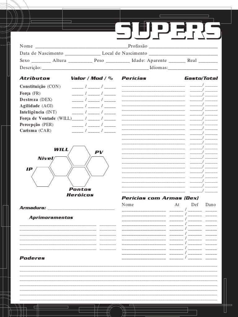 Ficha Daemon Supers (Simples) | PDF