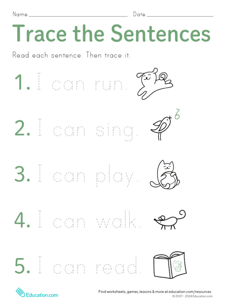 Trace The Sentence | PDF