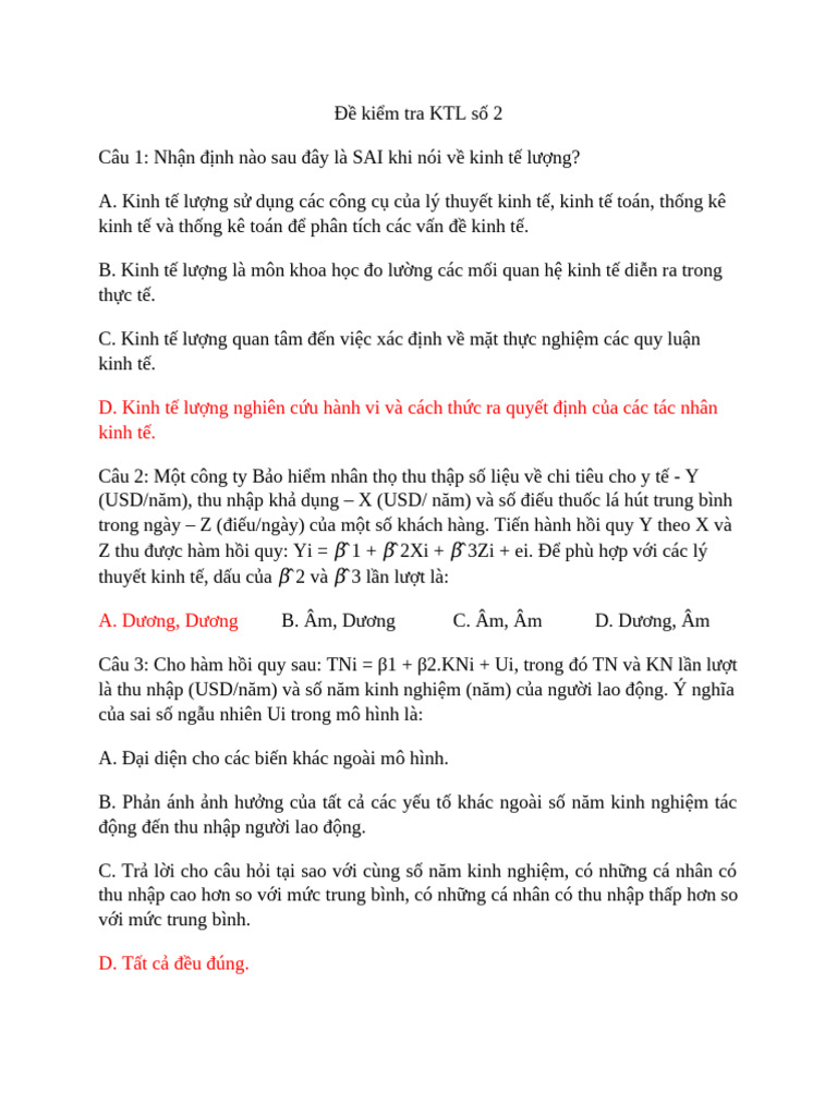 Đề kiểm tra KTL số 2 | PDF