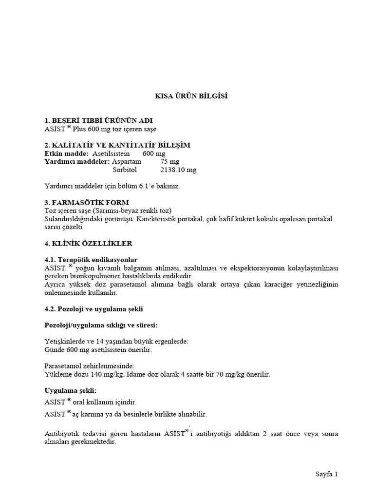 9794 Asist Plus 600 MG Toz Iceren Sase Kub | PDF