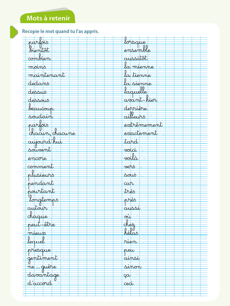 Mots A Retenir CE1 | PDF