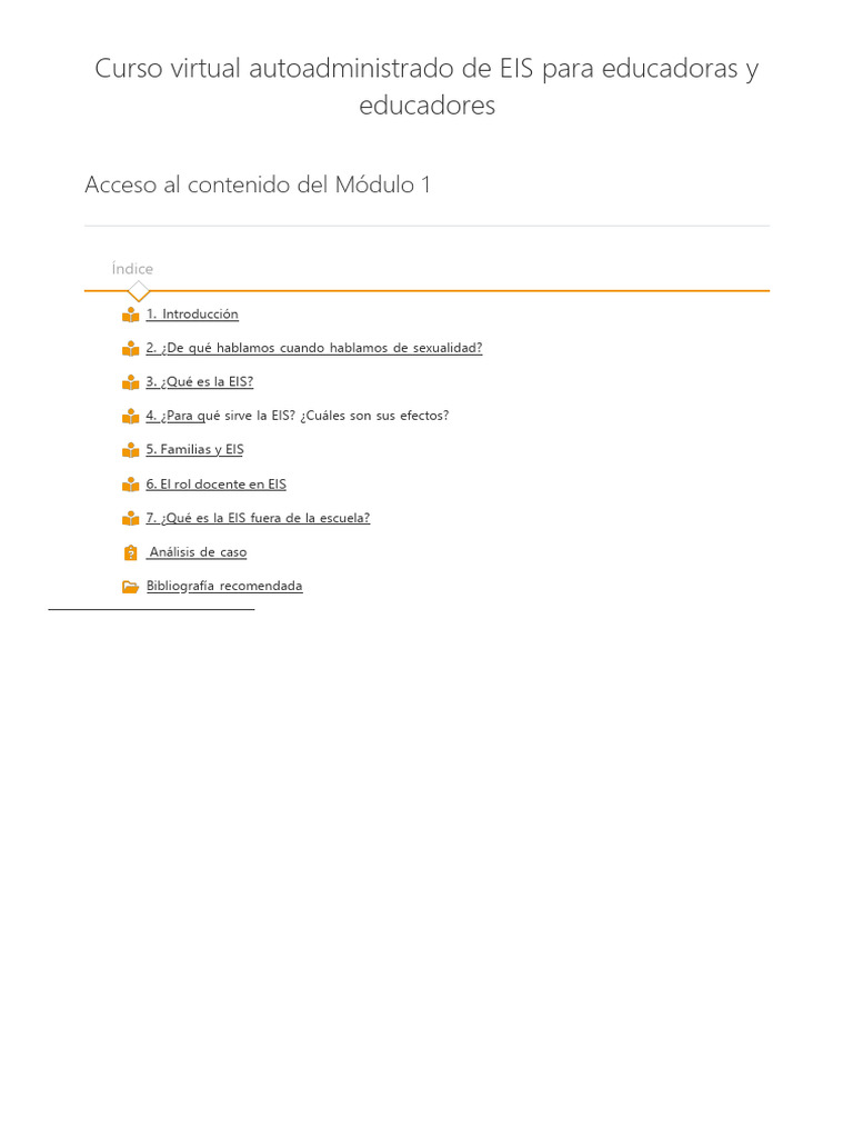 Curso Virtual Autoadministrado de EIS para Educadoras y Educadores | PDF