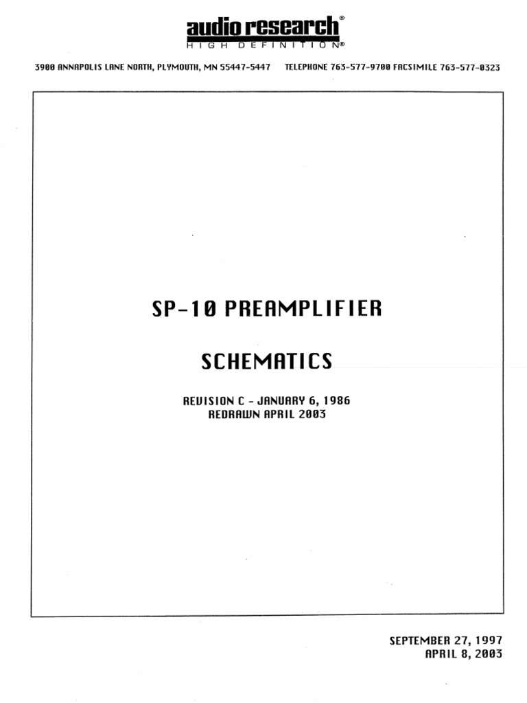 Audio-Research Sp10 Preamplifier | PDF