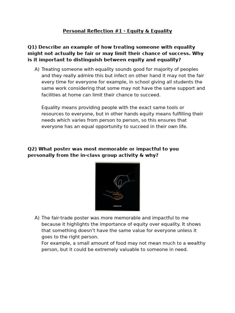 Personal Reflection #1 - Equity & Equality | PDF