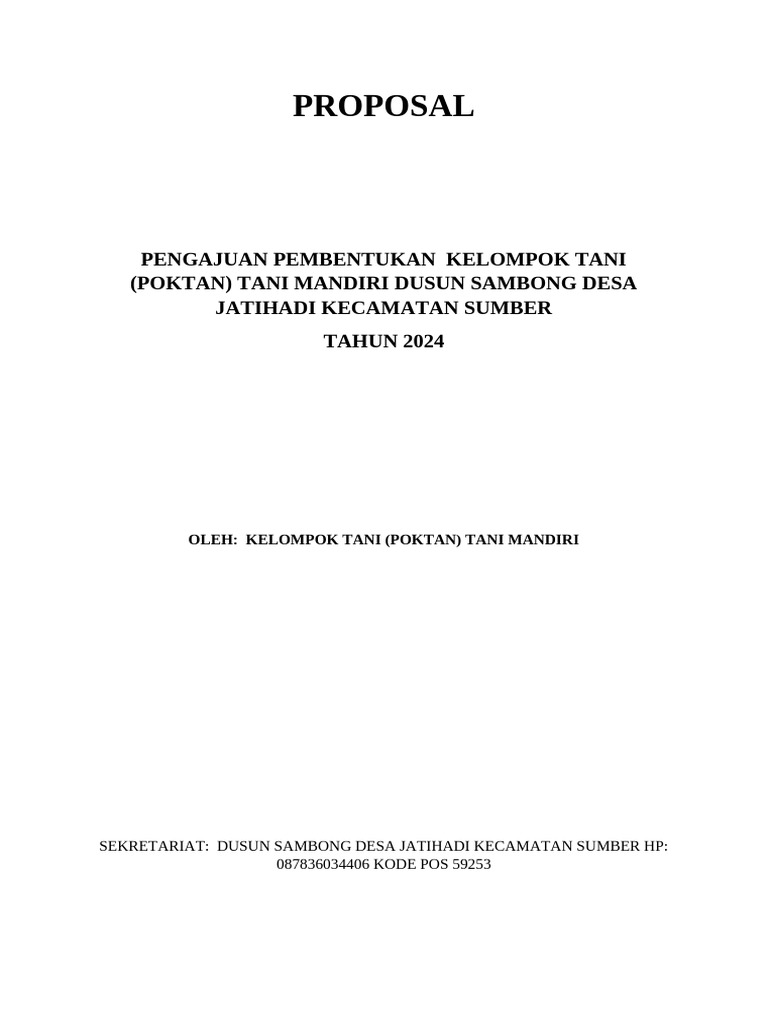 Proposal Kelompok Tani Bina Mandiri Sambong | PDF