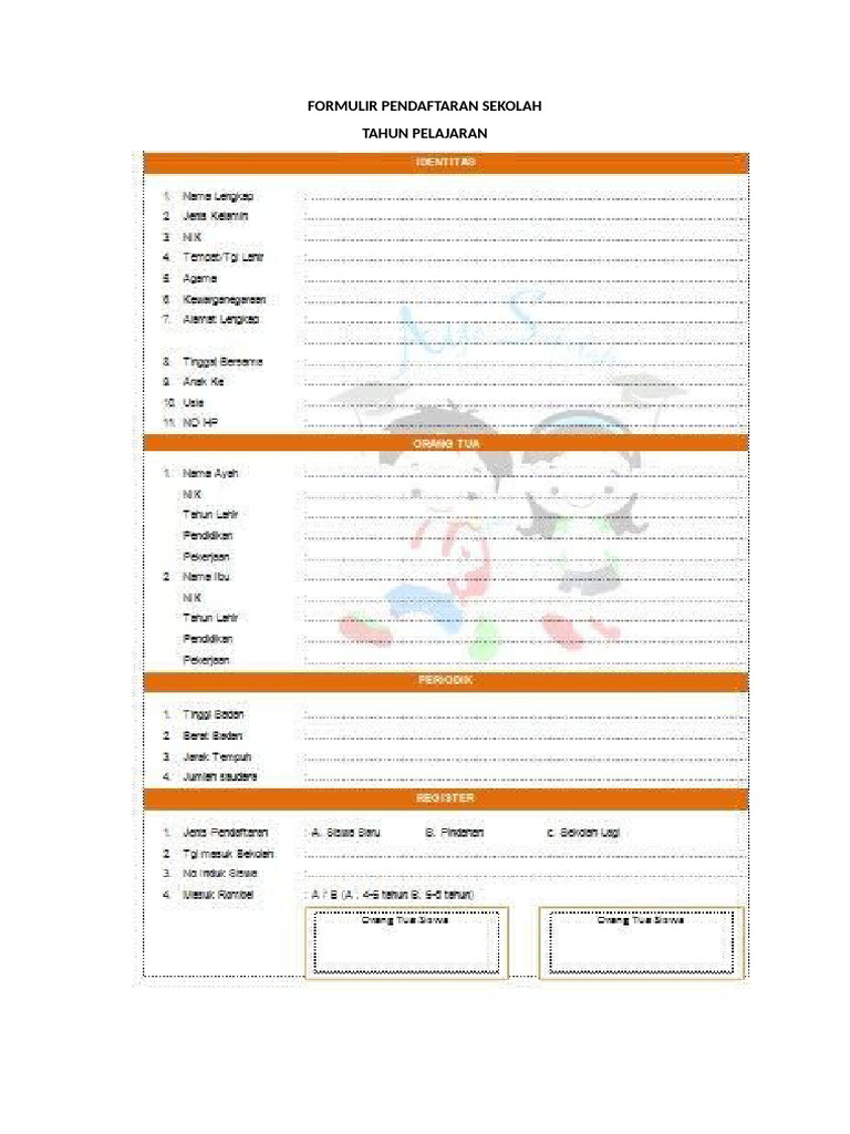 B Indo - Formulir Pendaftaran Sekolah | PDF