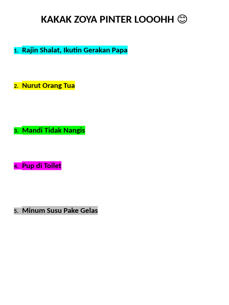 Tugas Kakak Zoya | PDF