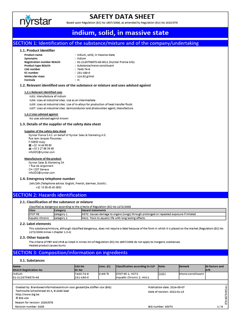 Indium_MSDS-Nyrstar-Aus | PDF
