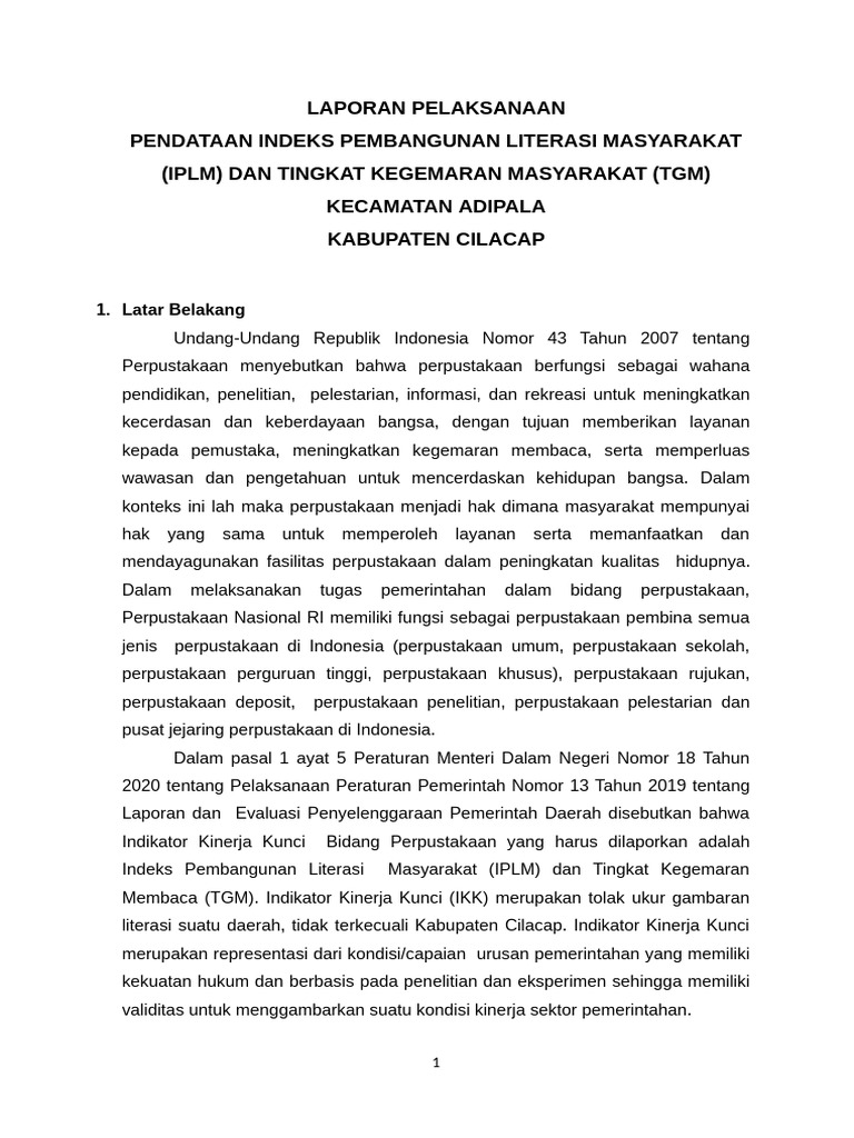Laporan Pelaksanaan IPLM TGM Rev | PDF