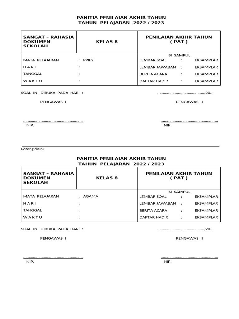Sampul Soal Pat 2023 | PDF