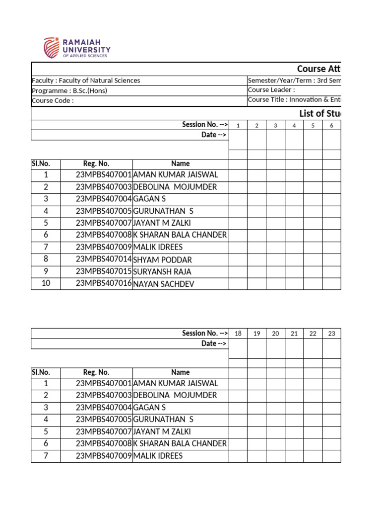 Attendence Register | PDF