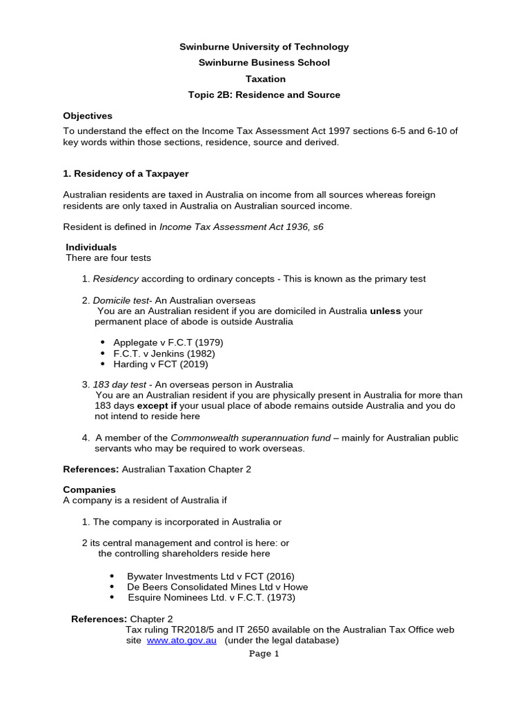 Topic 2B Residency & sourceTutorial Questions | PDF