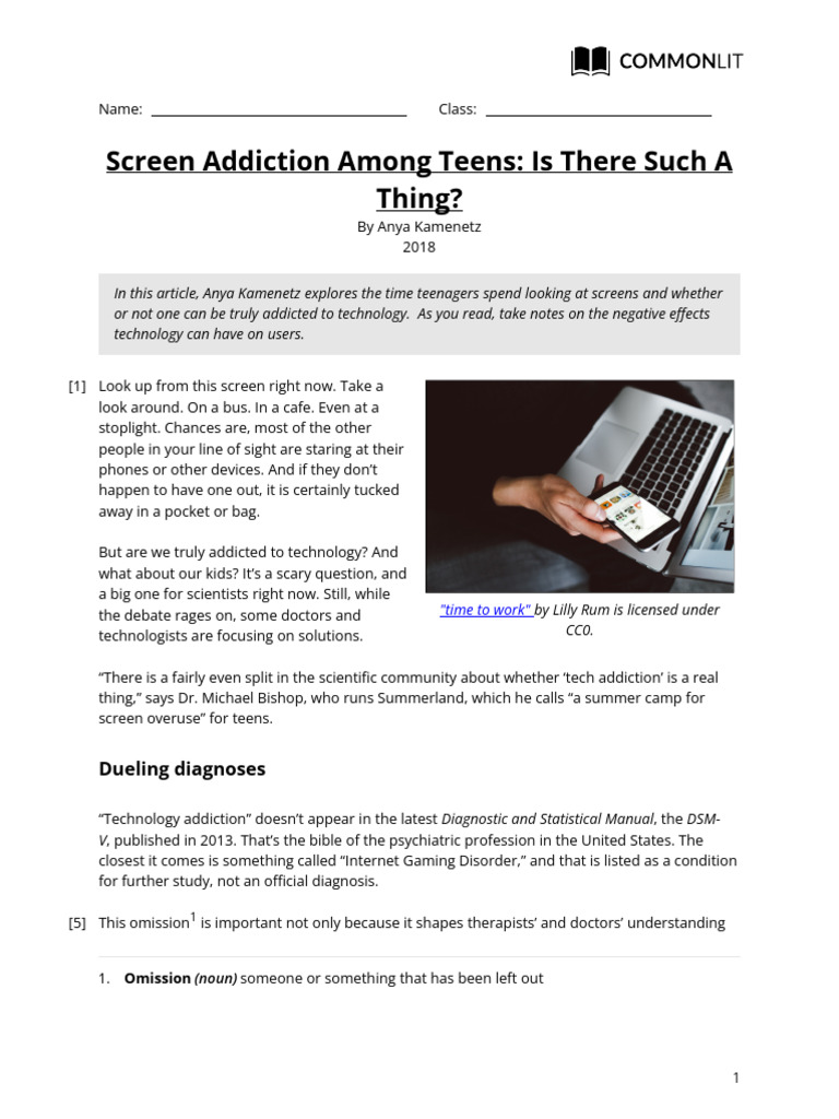 Screen Addiction Among Teens Is There Such A Thing - Teacher-14 | PDF