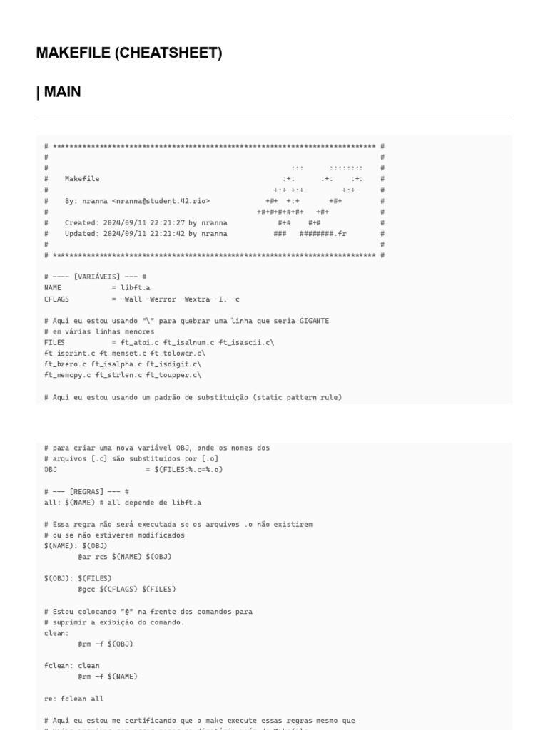 Makefile (Cheatsheet) | PDF
