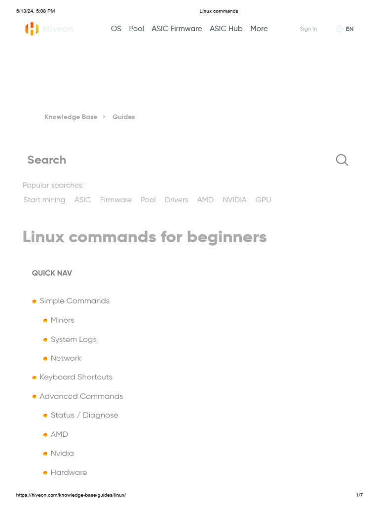 Hive Os Commands | PDF