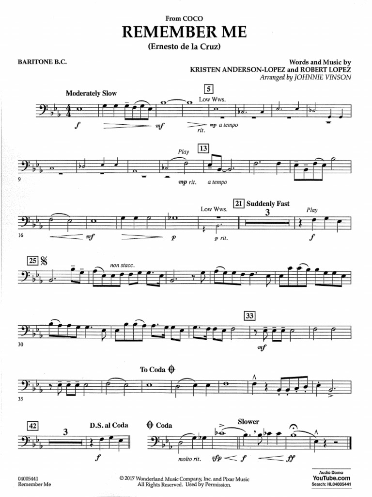 08.Baritone-Remember Me (From Coco) | PDF
