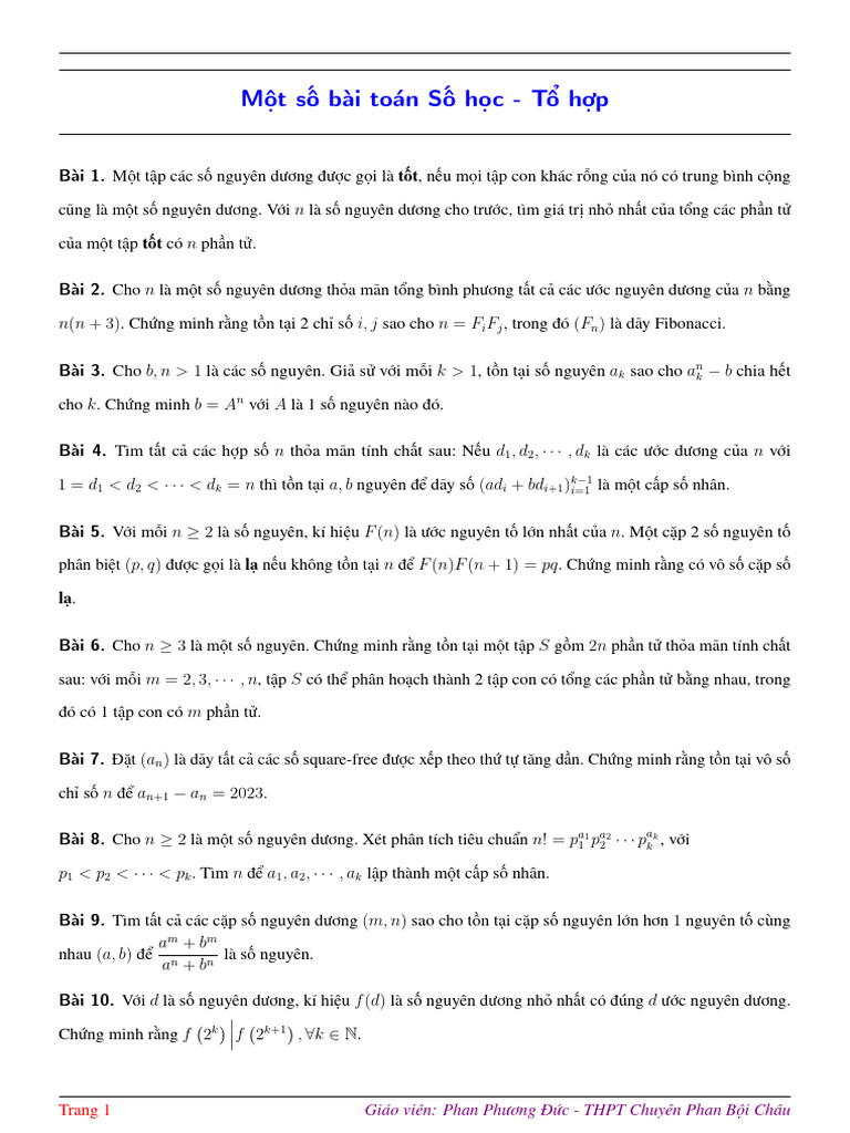 Bài 3. Một số bài toán số học | PDF