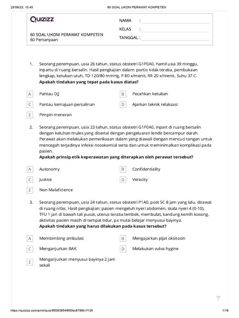 60 Soal Ukom Perawat Kompeten | PDF