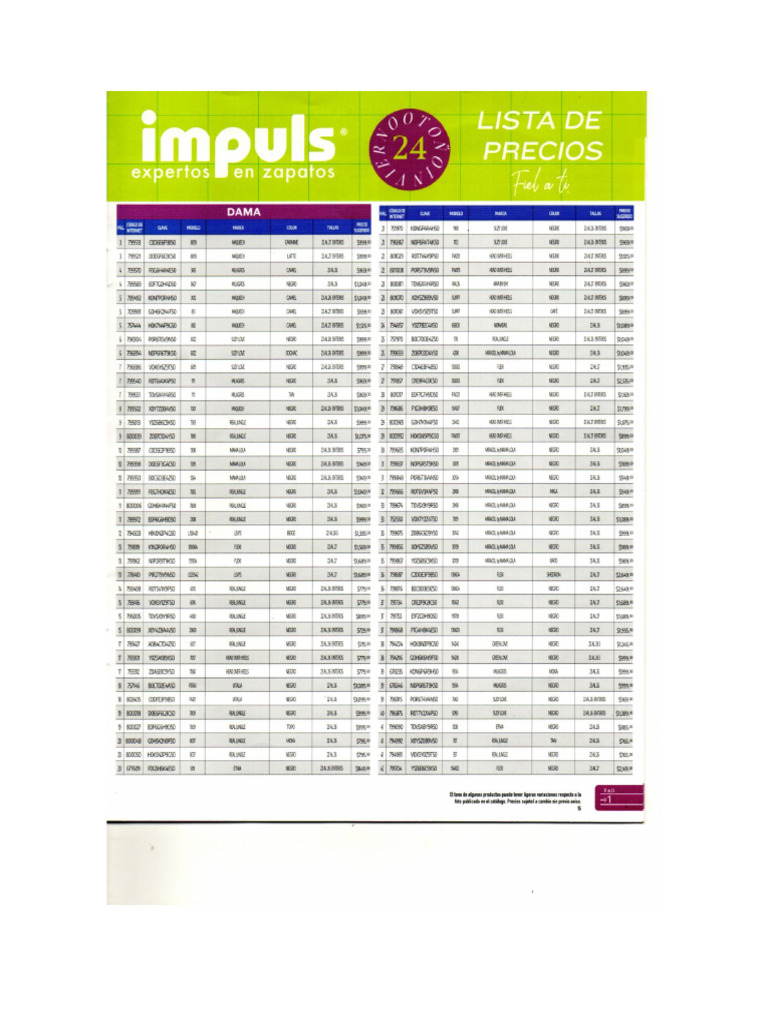 Lista de Precios Impuls | PDF