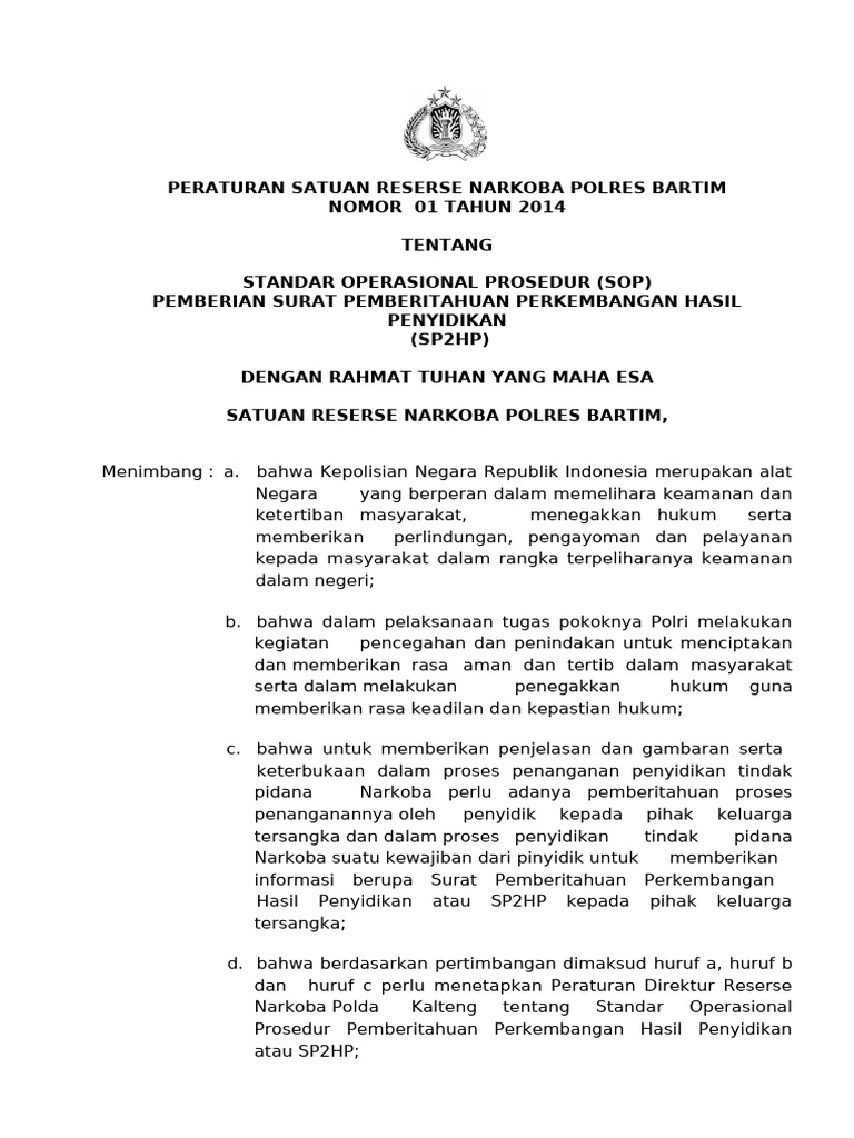 S o P SP2HP Satnarkoba | PDF