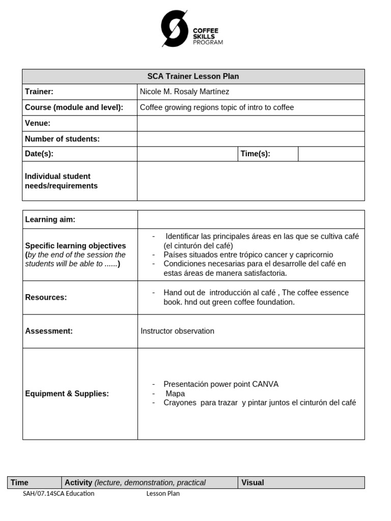 Coffee Growing-Regions Mini Lesson LessonPlan PDF | PDF