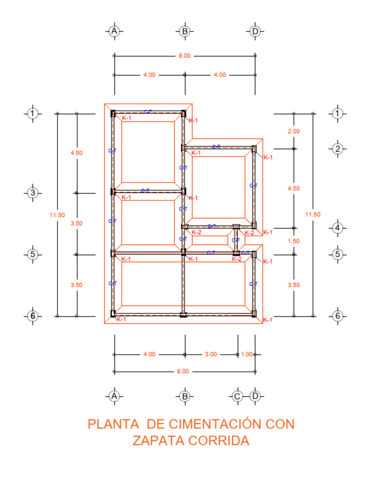 Planta de Cimentación Con Zapata Corrida | PDF