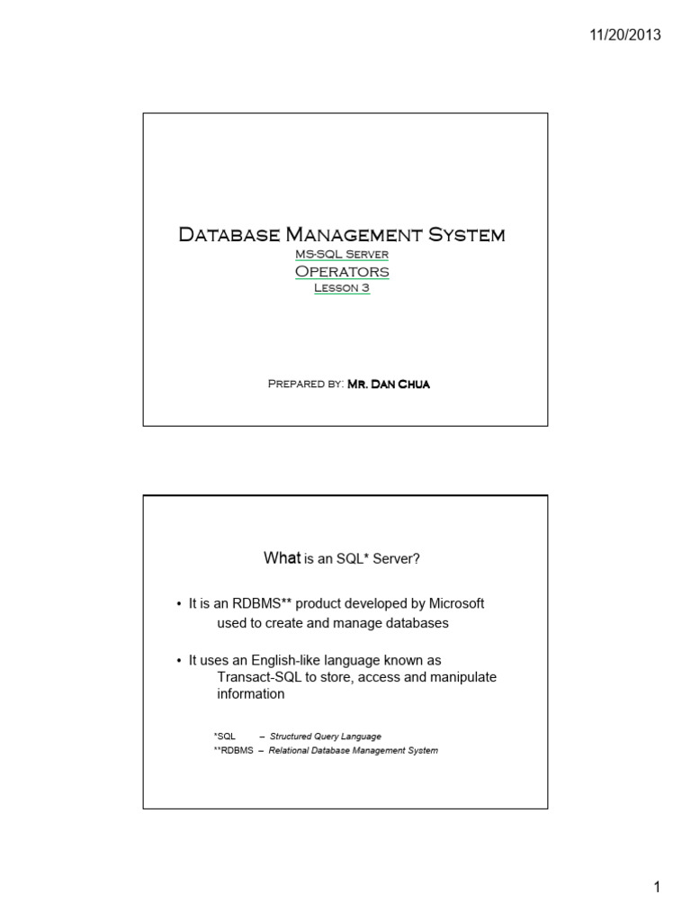 3 - SQL - Lesson03 - Operators | PDF