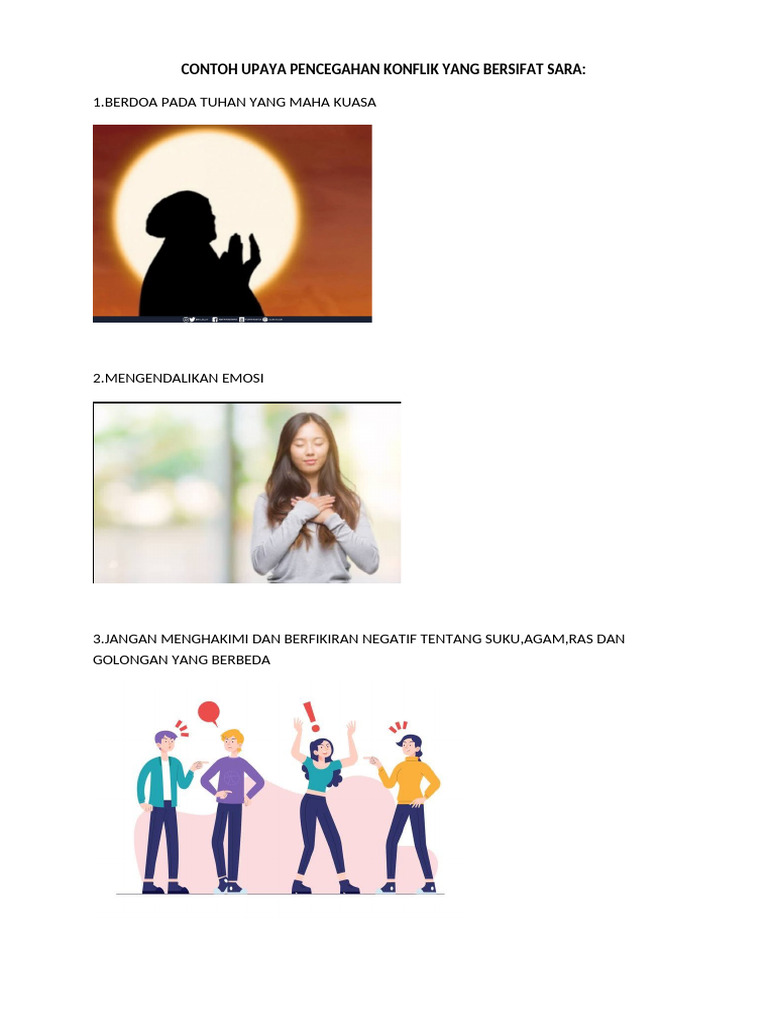 CONTOH UPAYA PENCEGAHAN KONFLIK YANG BERSIFAT SARA | PDF CONTOH UPAYA PENCEGAHAN KONFLIK YANG BERSIFAT SARA | PDF